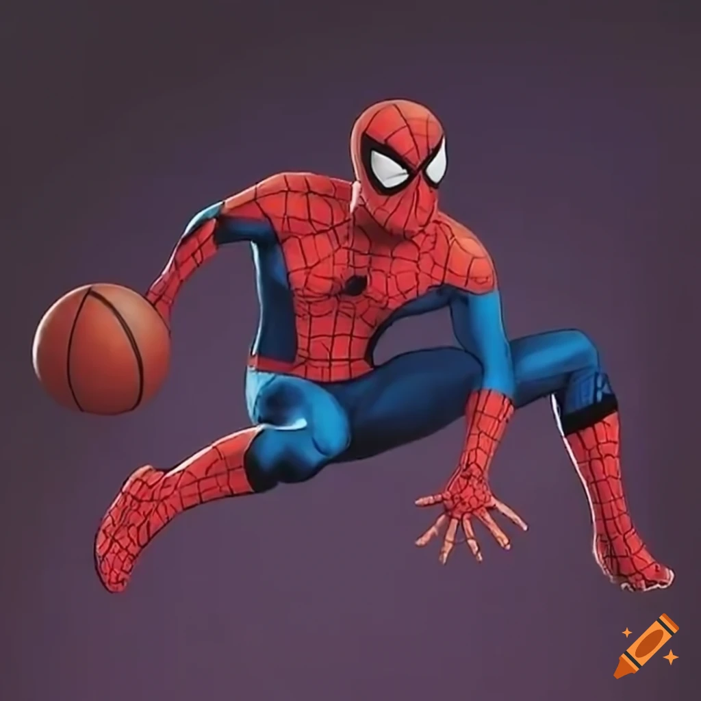 Spider-man dunking a basketball in front of a crowd on Craiyon