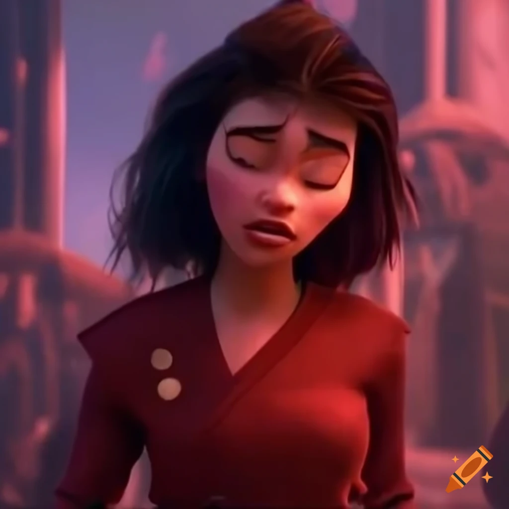 Disney martial fighter woman with a dizzy expression and closed eyes on ...