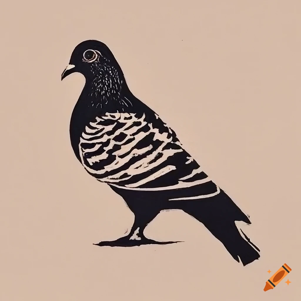 Pigeon in a simple linocut style on Craiyon