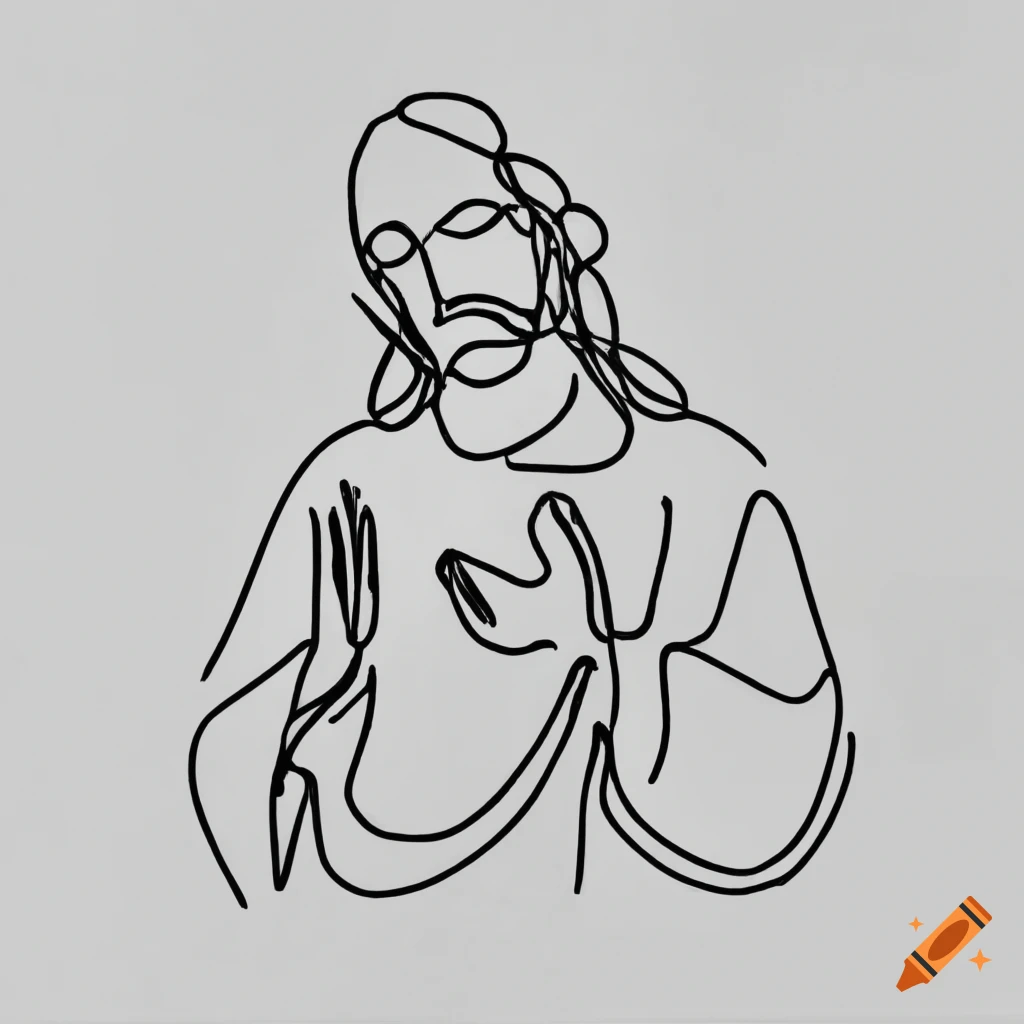 One line drawing of jesus on Craiyon