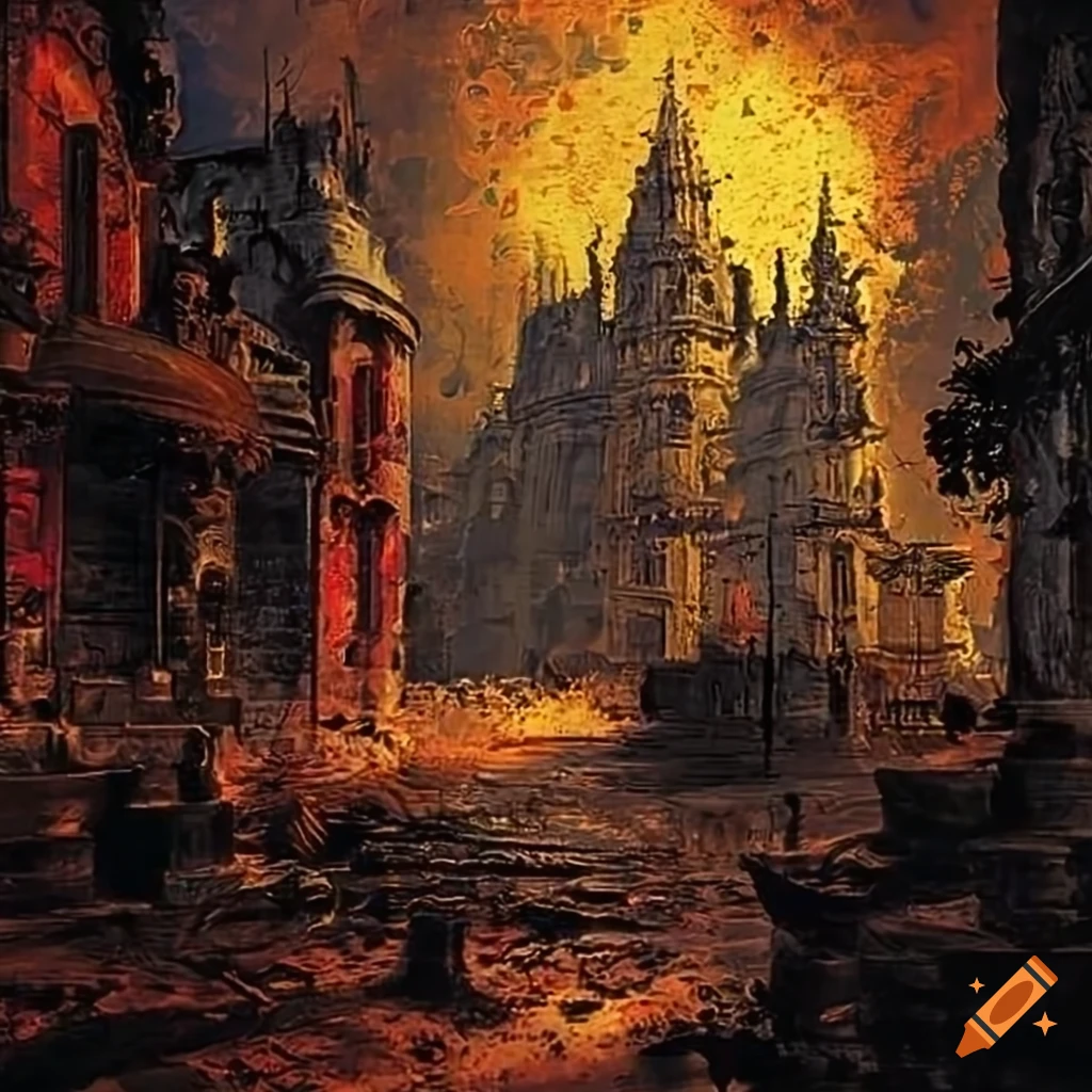 Baroque splatterpunk landscape on Craiyon