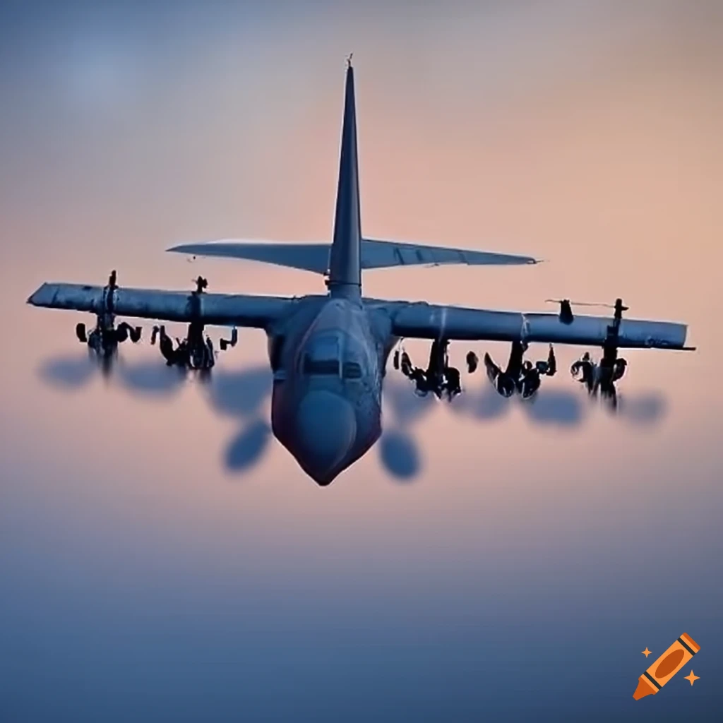 Ac-130 aircraft in the sky on Craiyon