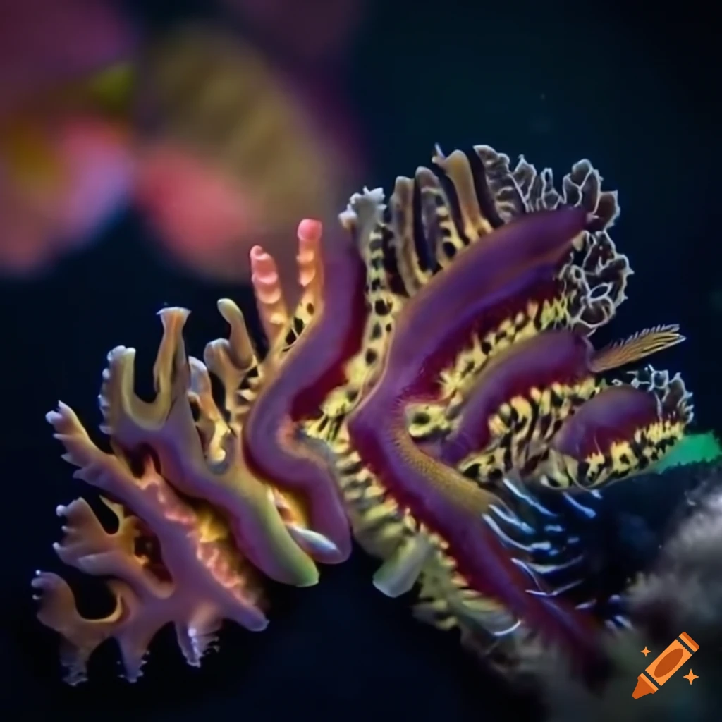 Underwater micro photograph of vibrant exotic fish on Craiyon