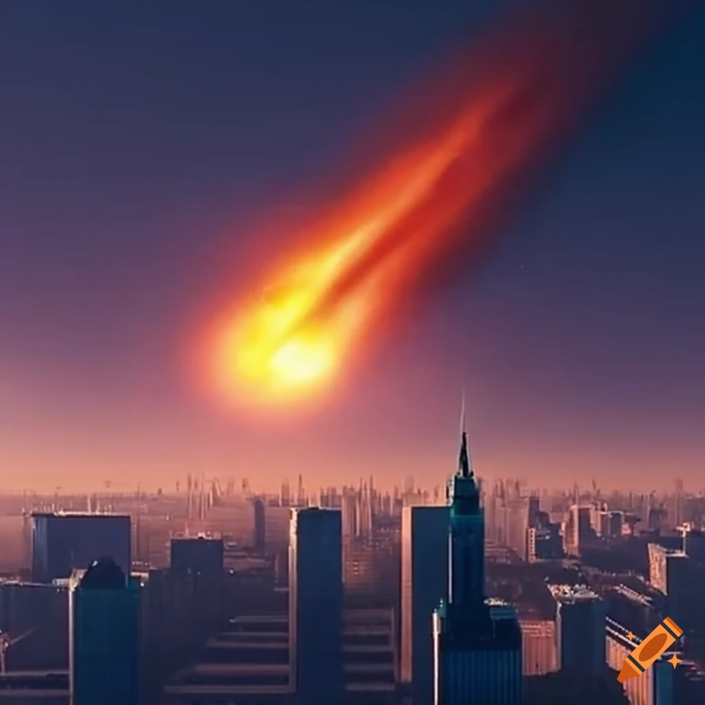 Comet explosion in the sky over the city on Craiyon