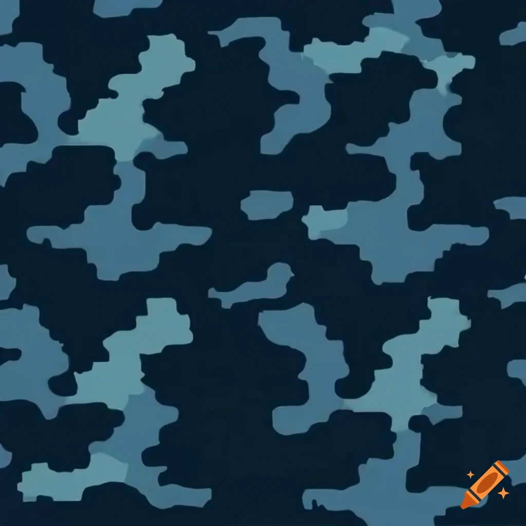 Military camouflage texture in navy blue and light colors on Craiyon