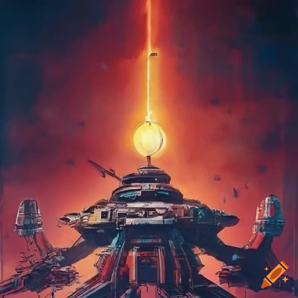 70s sci-fi spaceship art on Craiyon