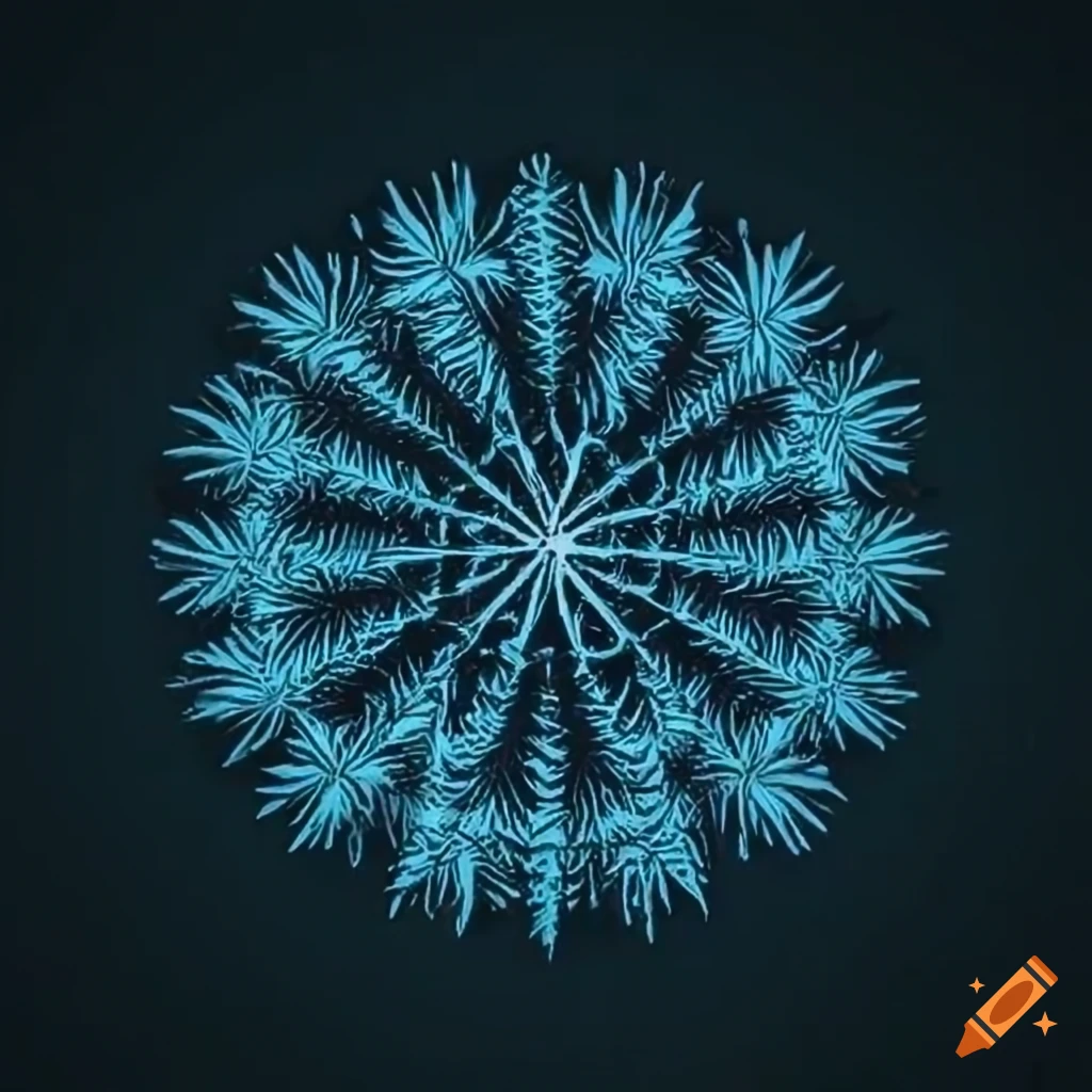 Palm trees arranged in a snowflake pattern on Craiyon