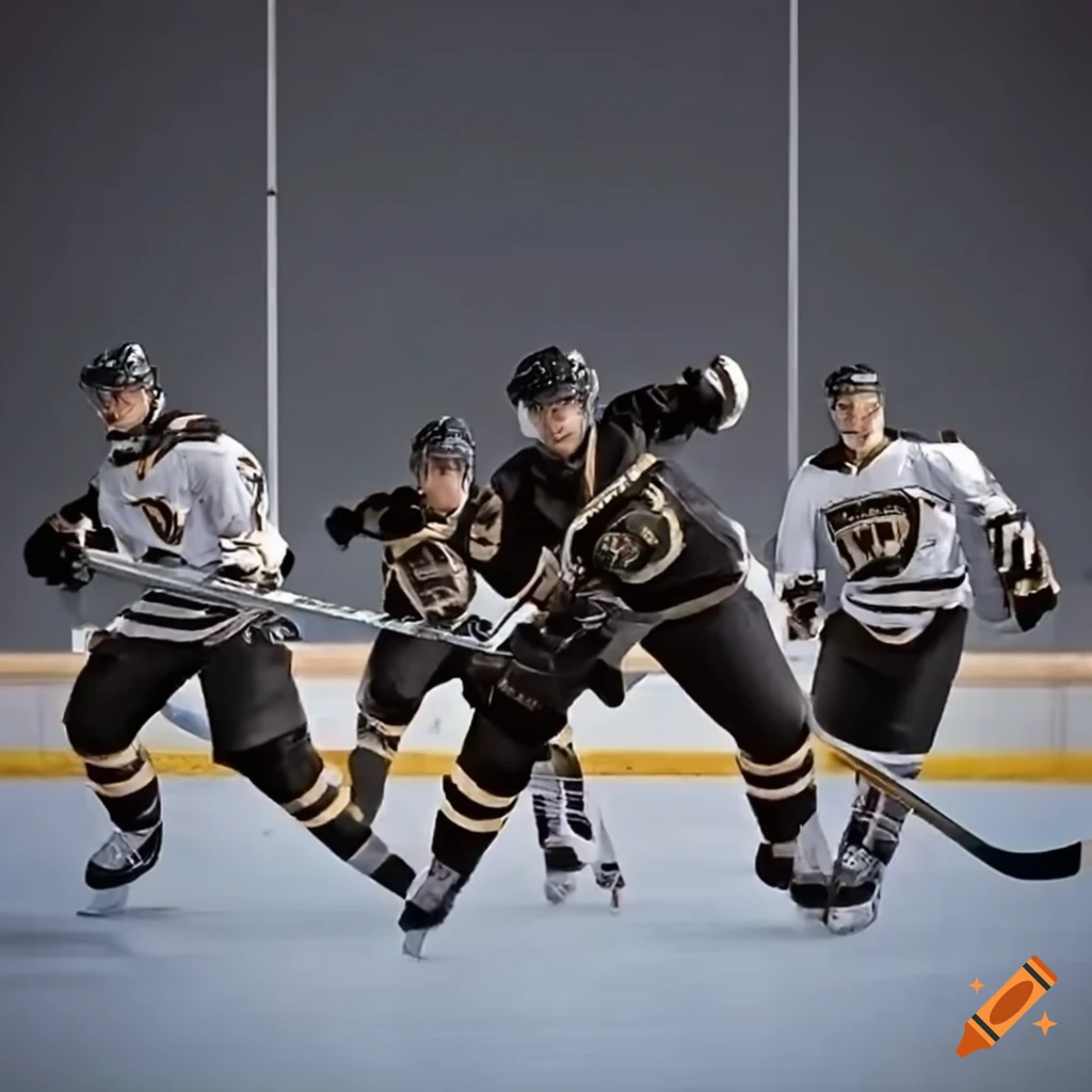 Exterior of a hockey rink with the Black Panthers team name on Craiyon