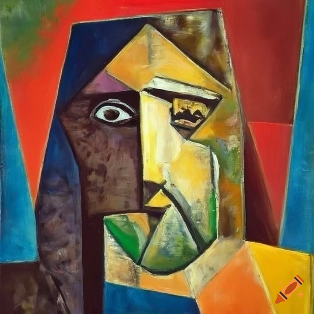 Cubist painting of Jesus by Pablo Picasso in oil on canvas on Craiyon