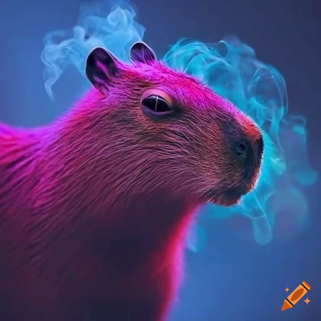 Capybara with pink neon sunglasses in a club-like setting on Craiyon