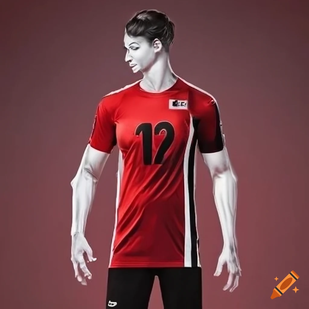Red and black volleyball jersey for munich on Craiyon