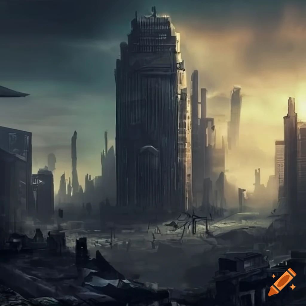 Post-apocalyptic cityscape on Craiyon