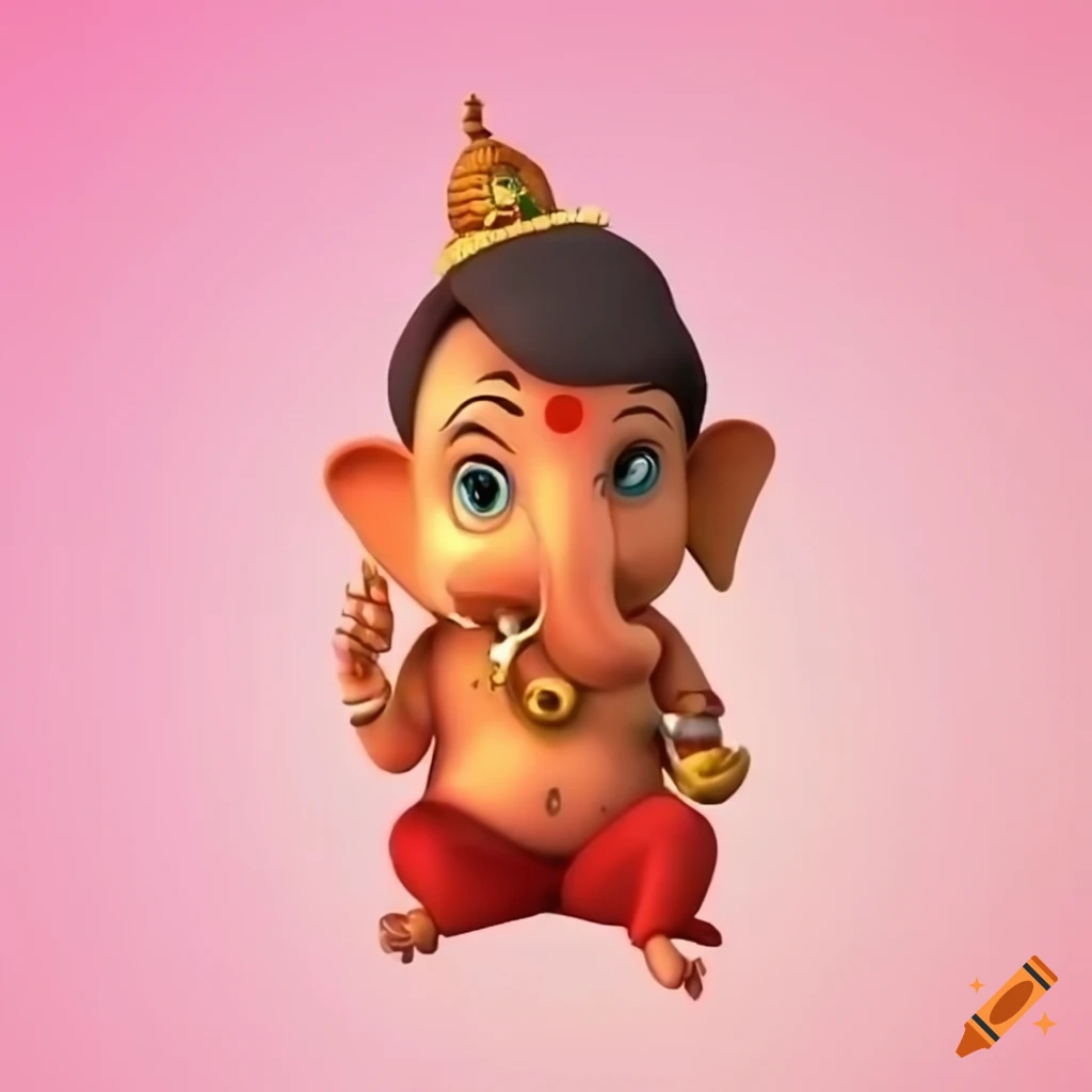 Funny 3d cartoon of ganesh on Craiyon