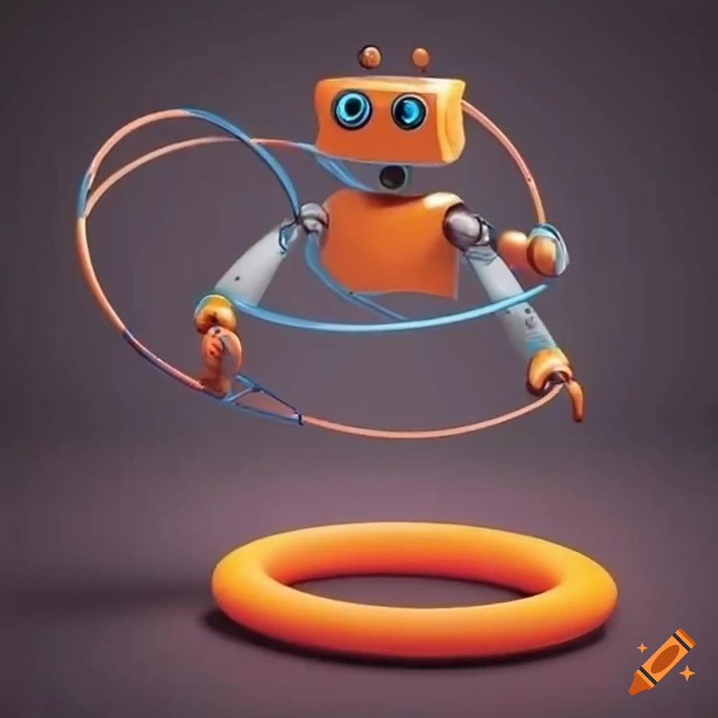 Robots playing with orange hula hoops on Craiyon