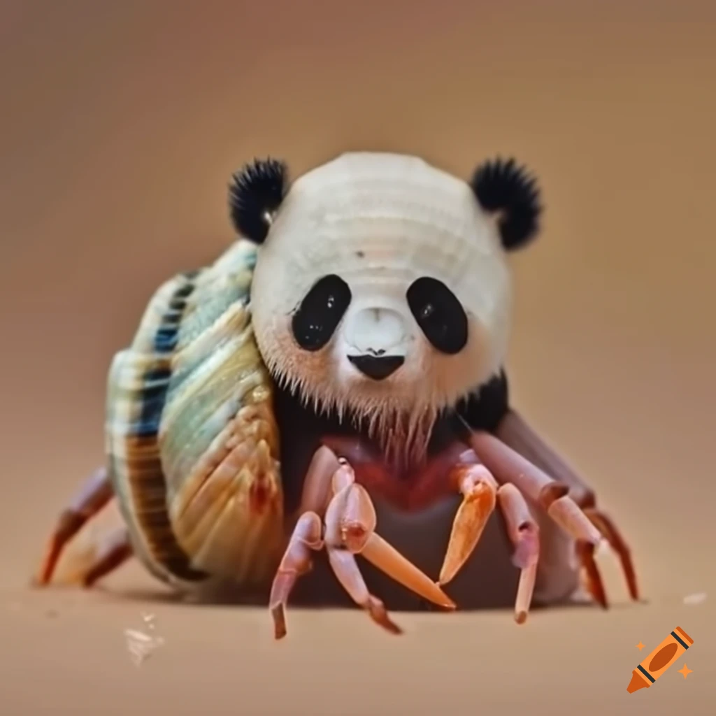 Creative artwork of a crossbreed between a hermit crab and a panda on ...