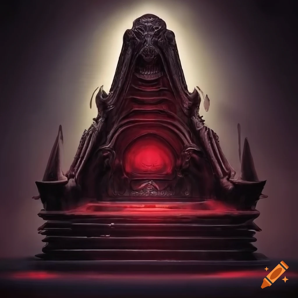 Dark and red glowing sith meditation chamber with a central throne on ...