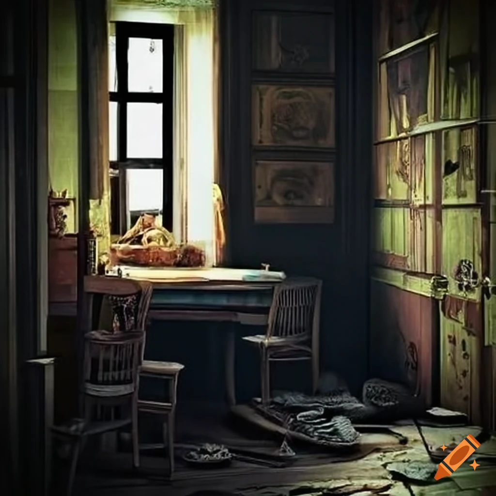 Weathered and worn old rooms on Craiyon