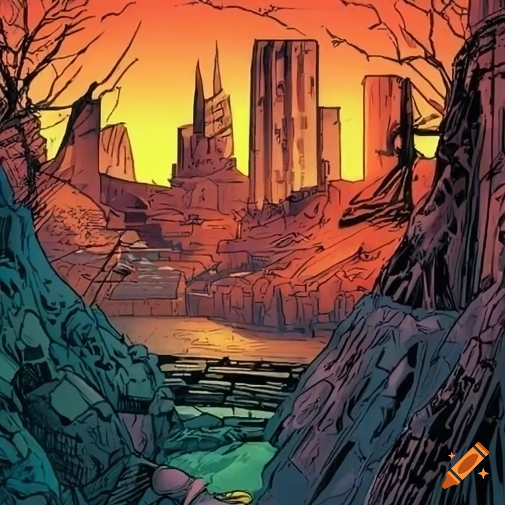 Comic book landscape on Craiyon