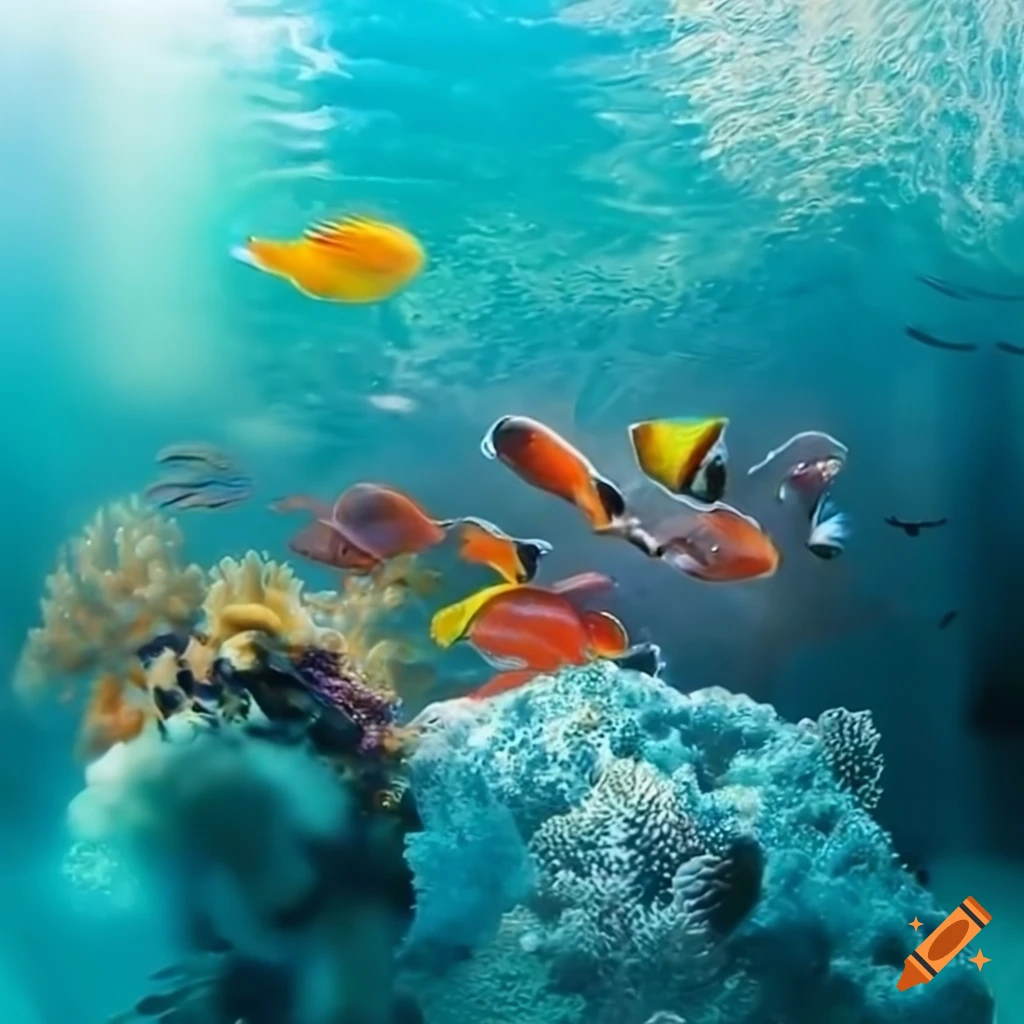 Group of exotic fish in a mesmerizing underwater setting on Craiyon