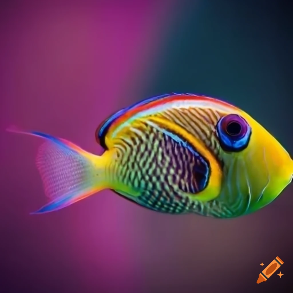 Group of exotic fish captured in hyper-sharp micro photography ...
