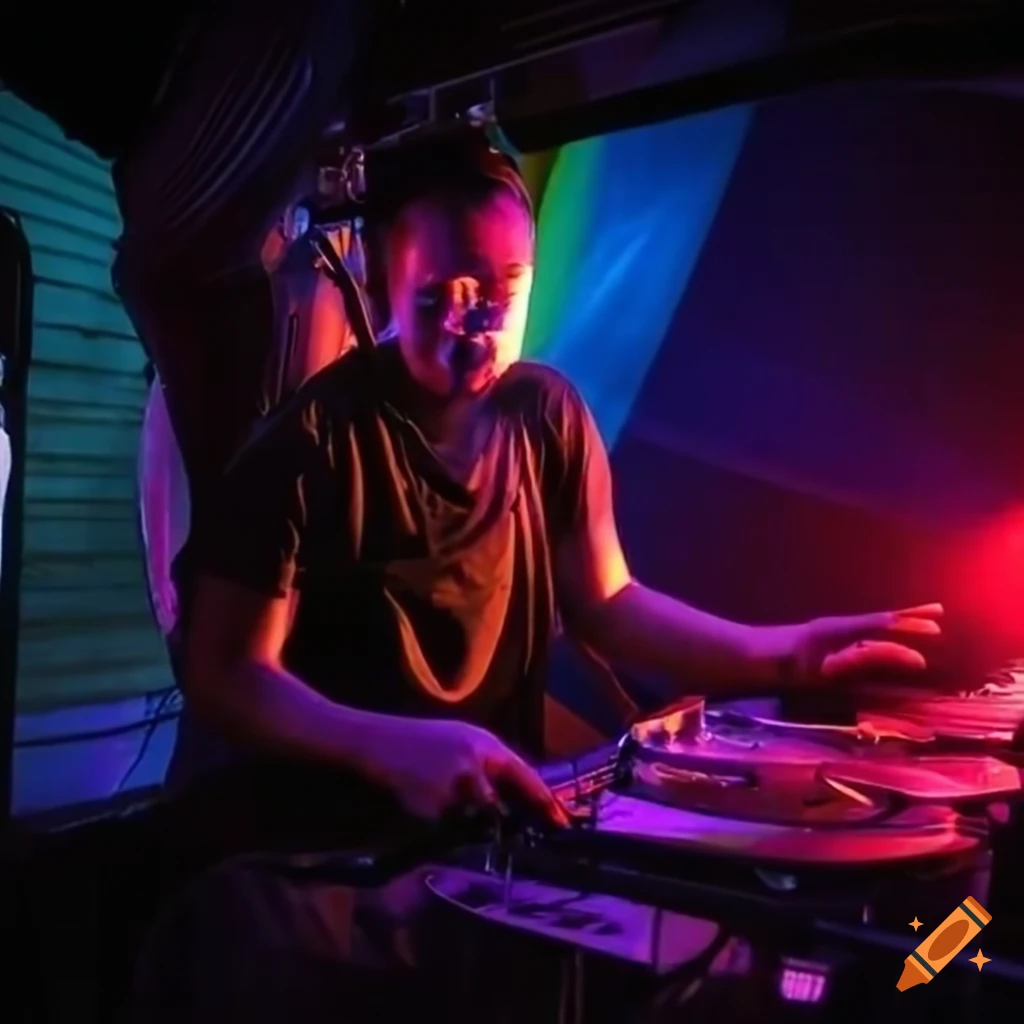 Dj performing inside a bus on Craiyon