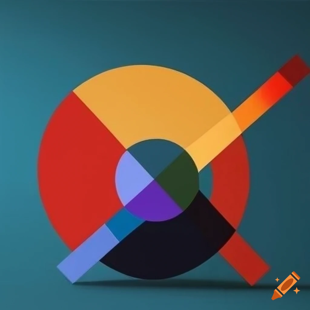 Geometric abstract minimalism art in three colors and three shapes on ...