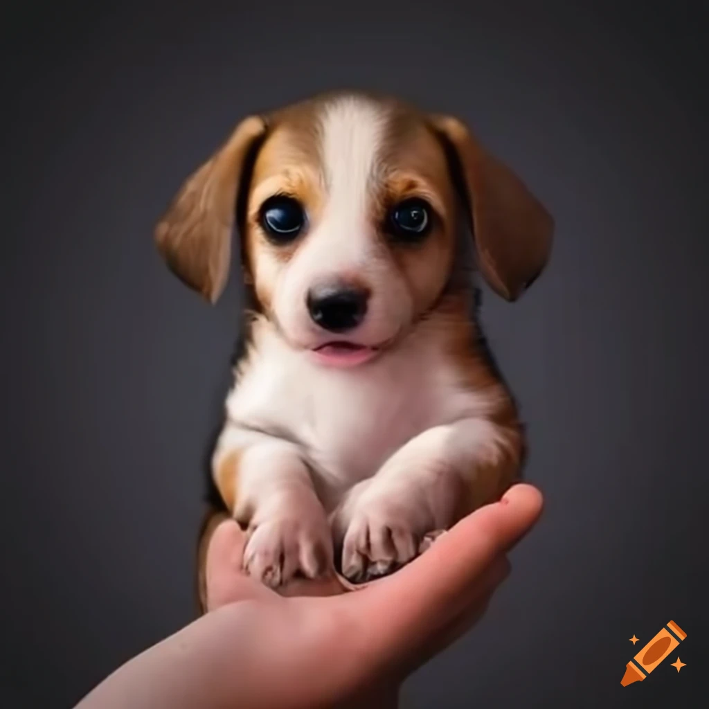 Puppy on human hand expressing love on Craiyon