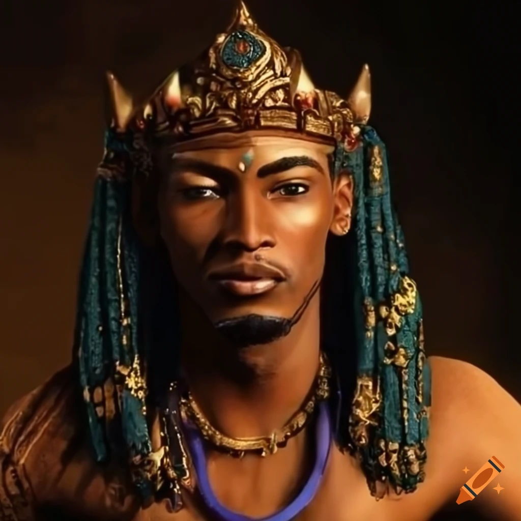 Portrait of a handsome nubian king on Craiyon