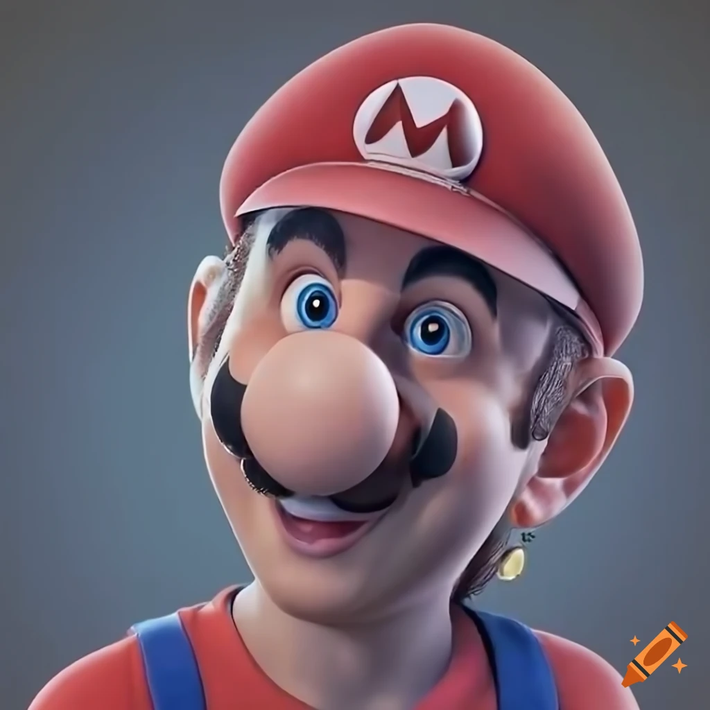 Realistic depiction of super mario in high resolution on Craiyon
