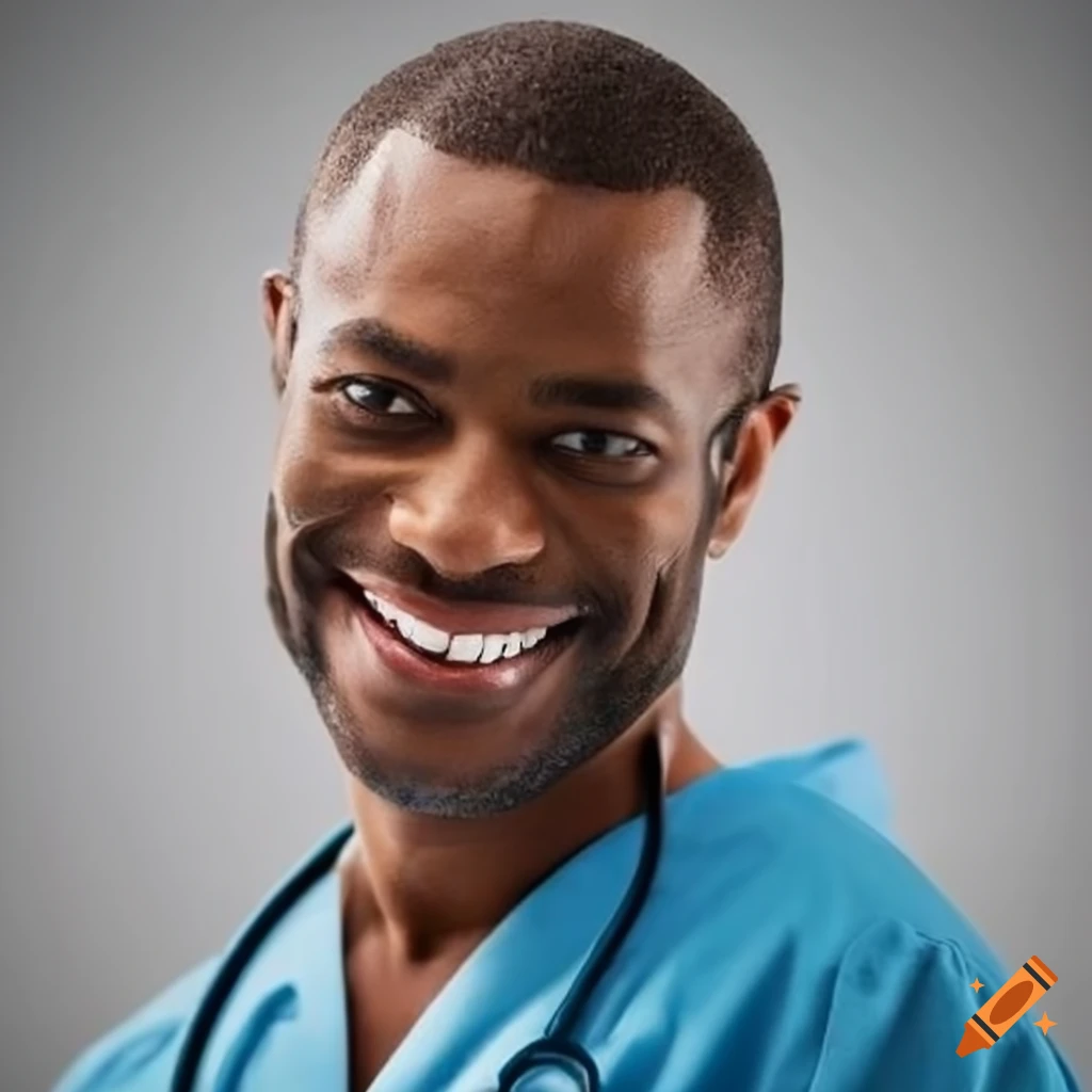 Black doctor smiling on Craiyon
