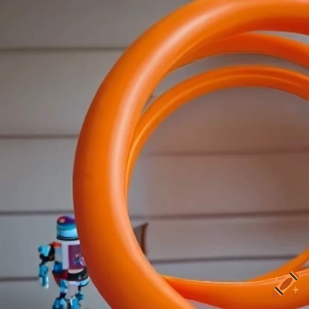 Thick orange hula hoop and a robot on Craiyon