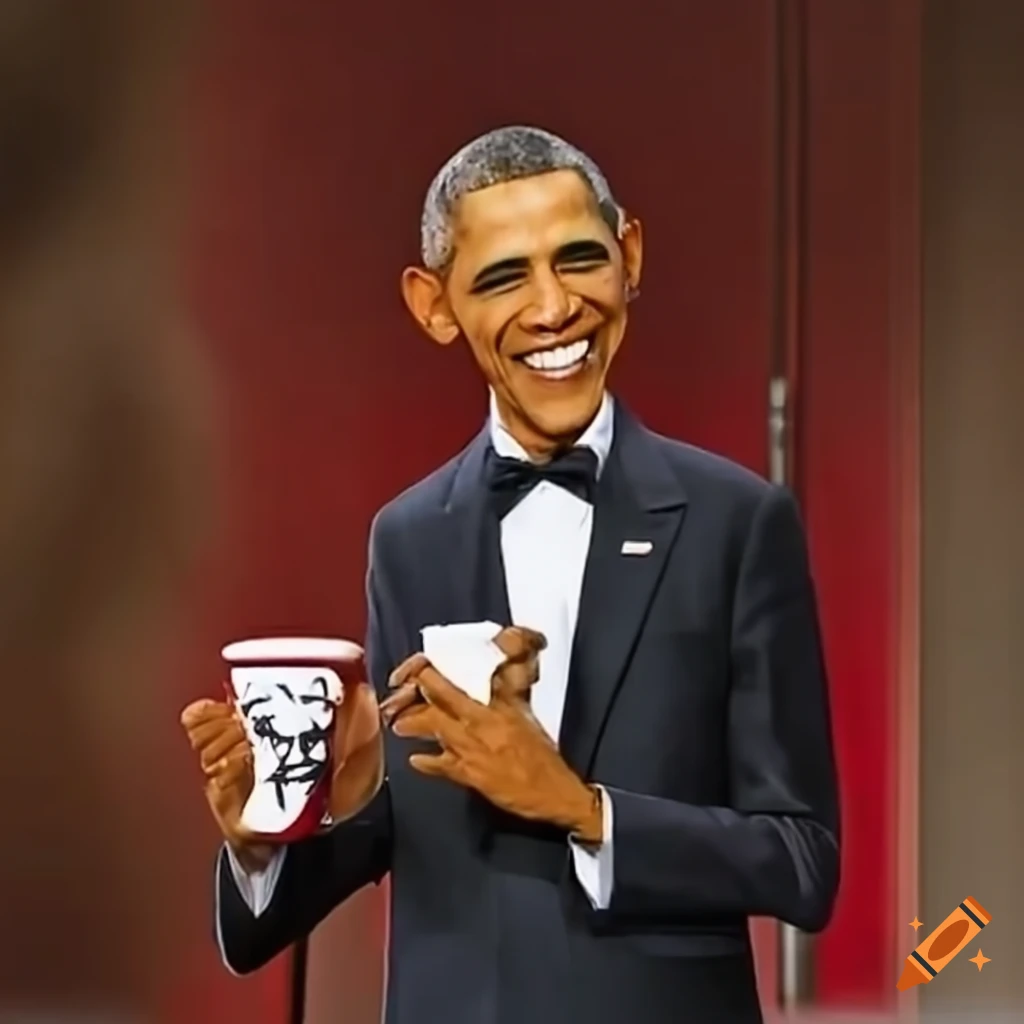 Barack obama enjoying kfc on Craiyon