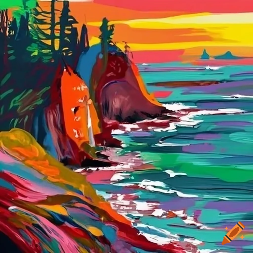 Oregon coast inspired by basquiat on Craiyon