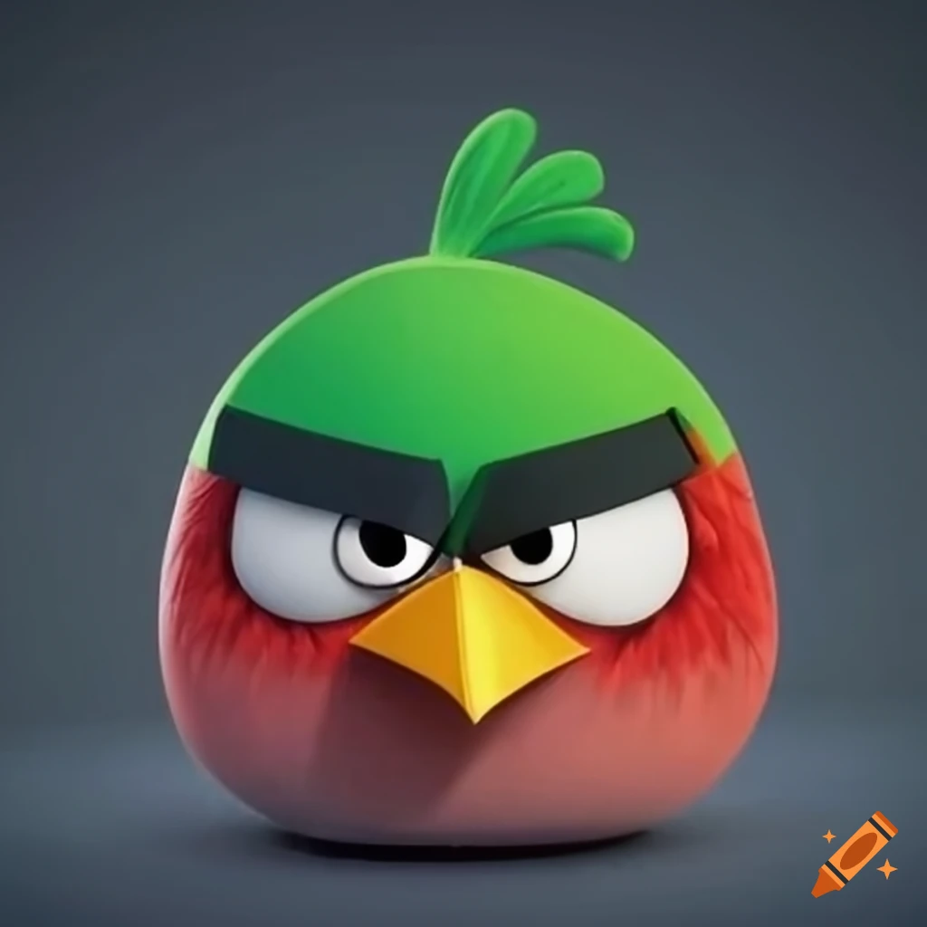 Front view of a bird character in angry birds style on Craiyon