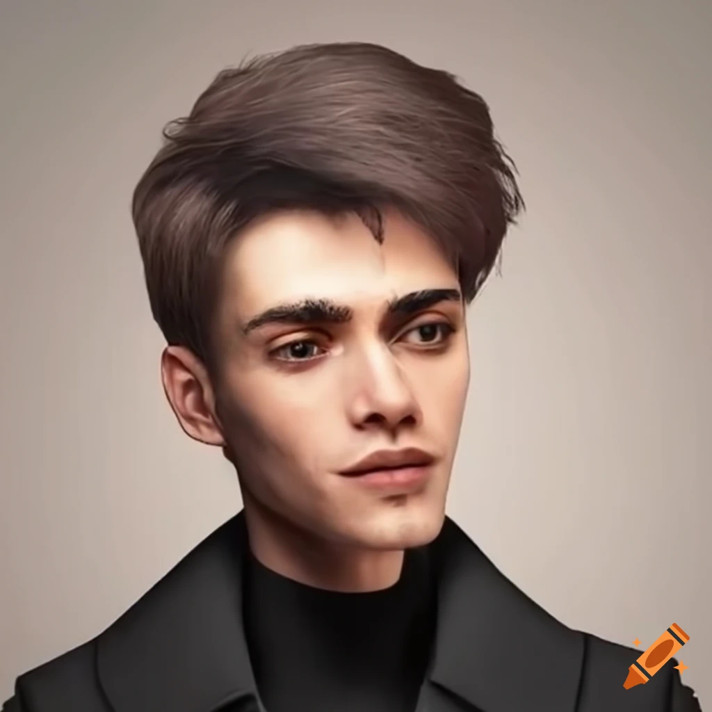 Stylish 28-year-old man with a long coat and striking features on Craiyon