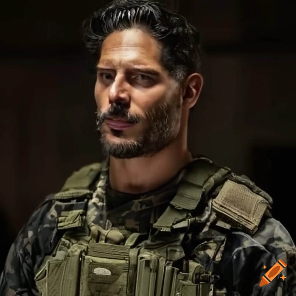 Handsome man in military gear on Craiyon