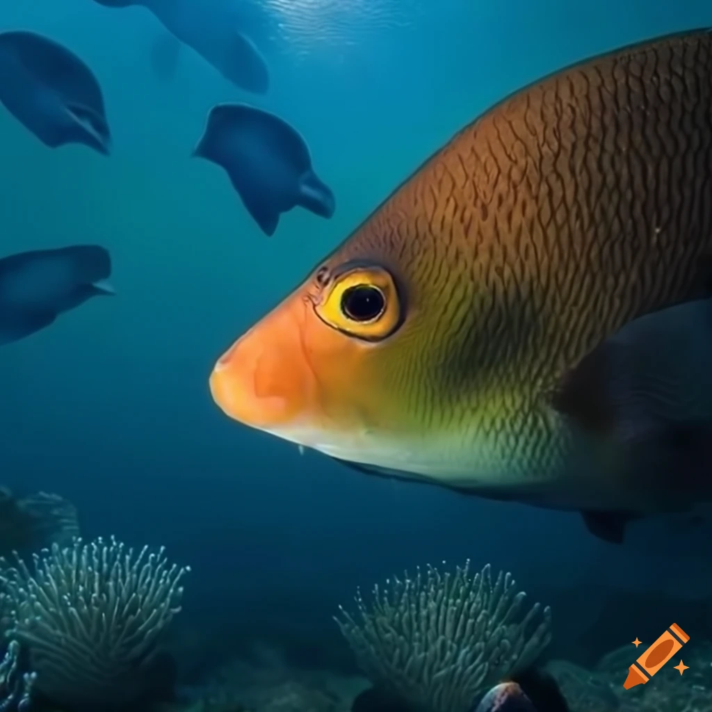 Group of exotic fish captured in hyper-sharp micro photography ...