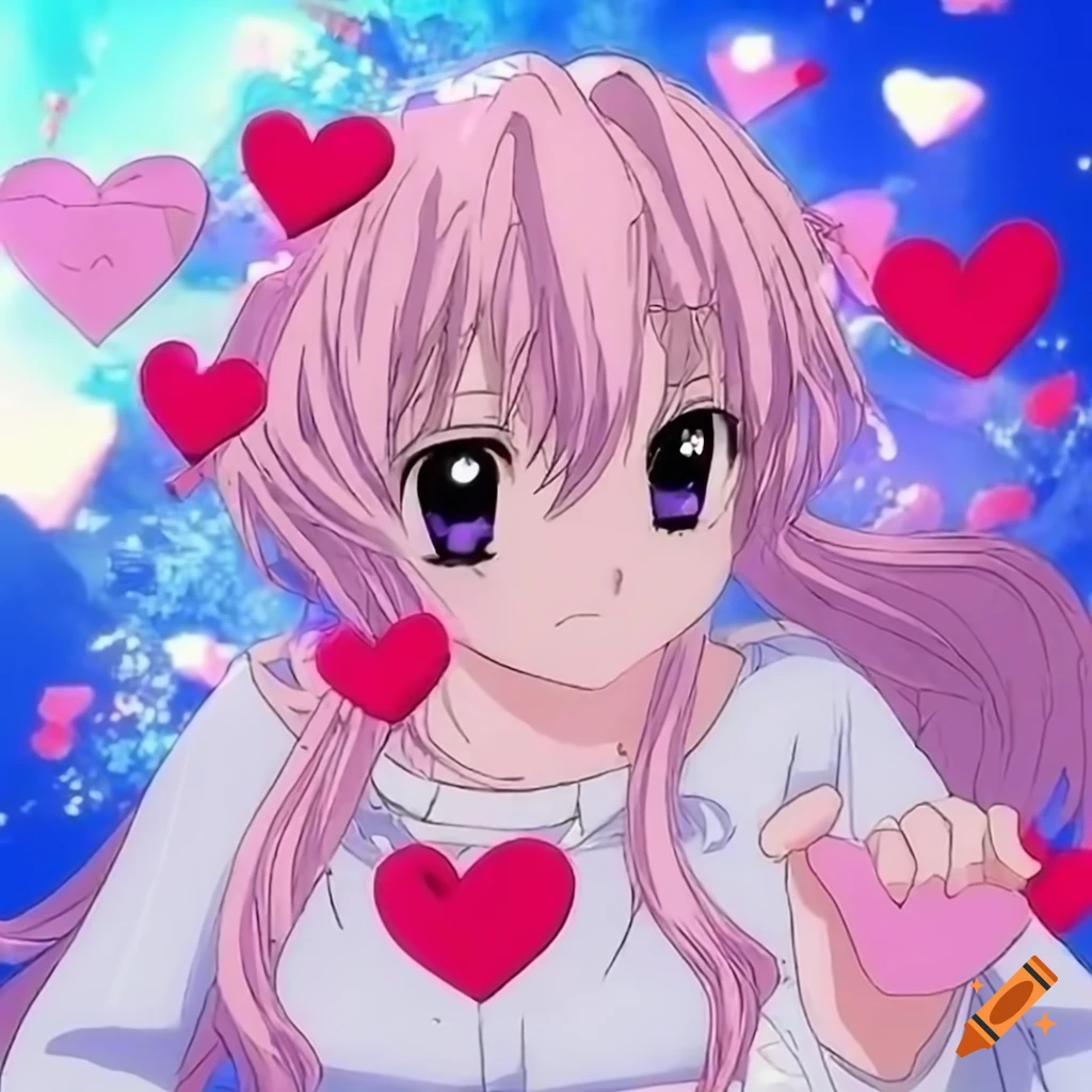 Shiny 3D anime heart 2000's wallpaper on Craiyon