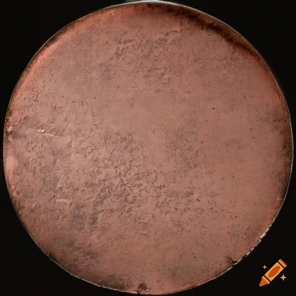 Pockmarked copper metal surface with antique tarnish on Craiyon