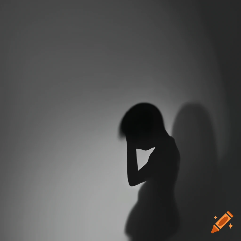 Shadow figure looking at a small shadow on Craiyon