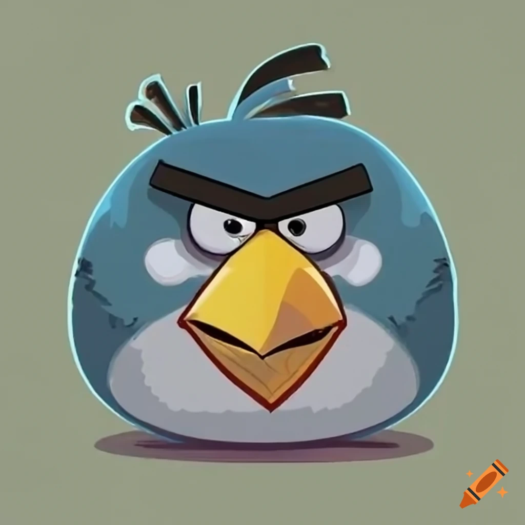 Front view of a bird in the angry birds style on Craiyon