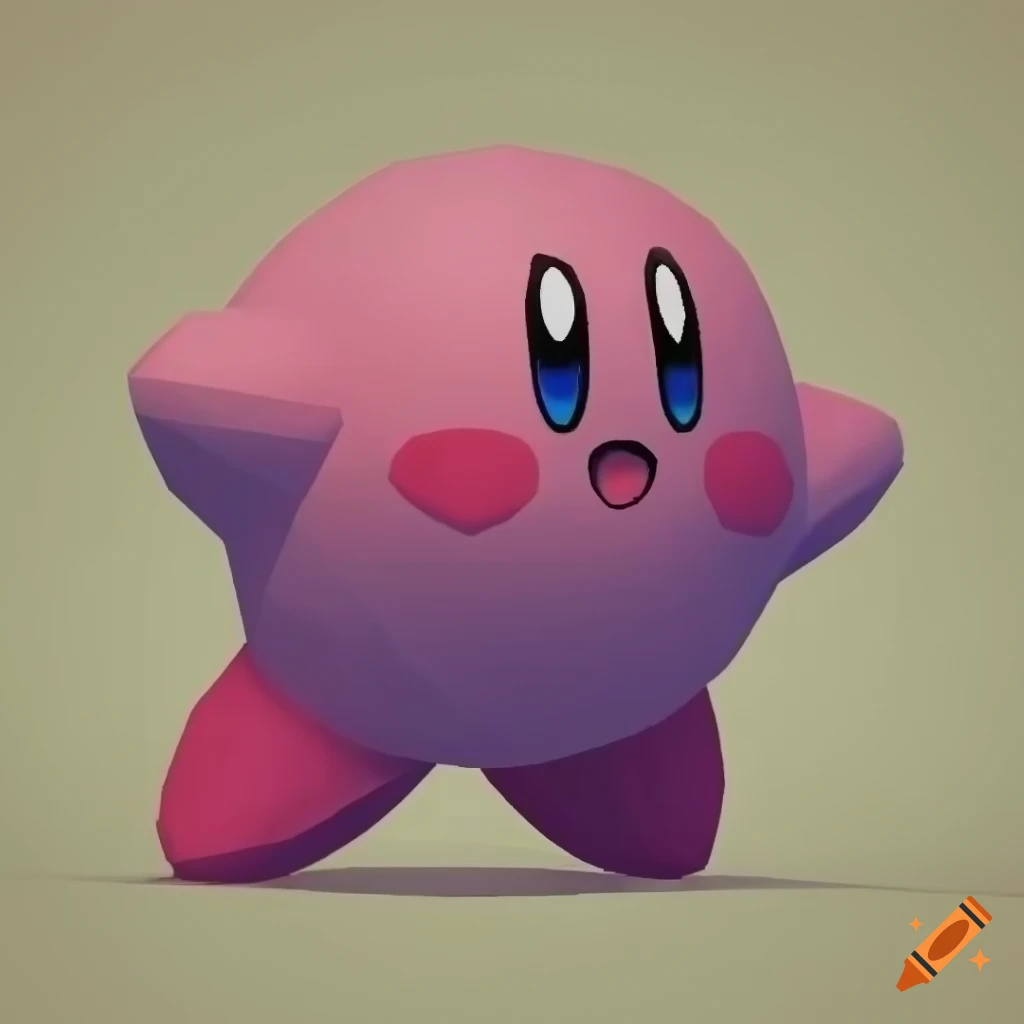 Low-poly kirby with black outline in high resolution on Craiyon