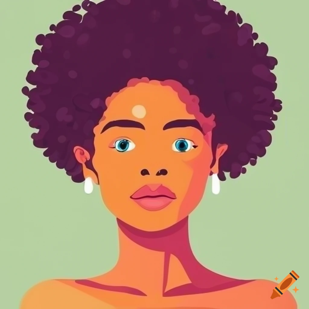 Minimalist 2d flat illustration of an african-american girl's face on ...