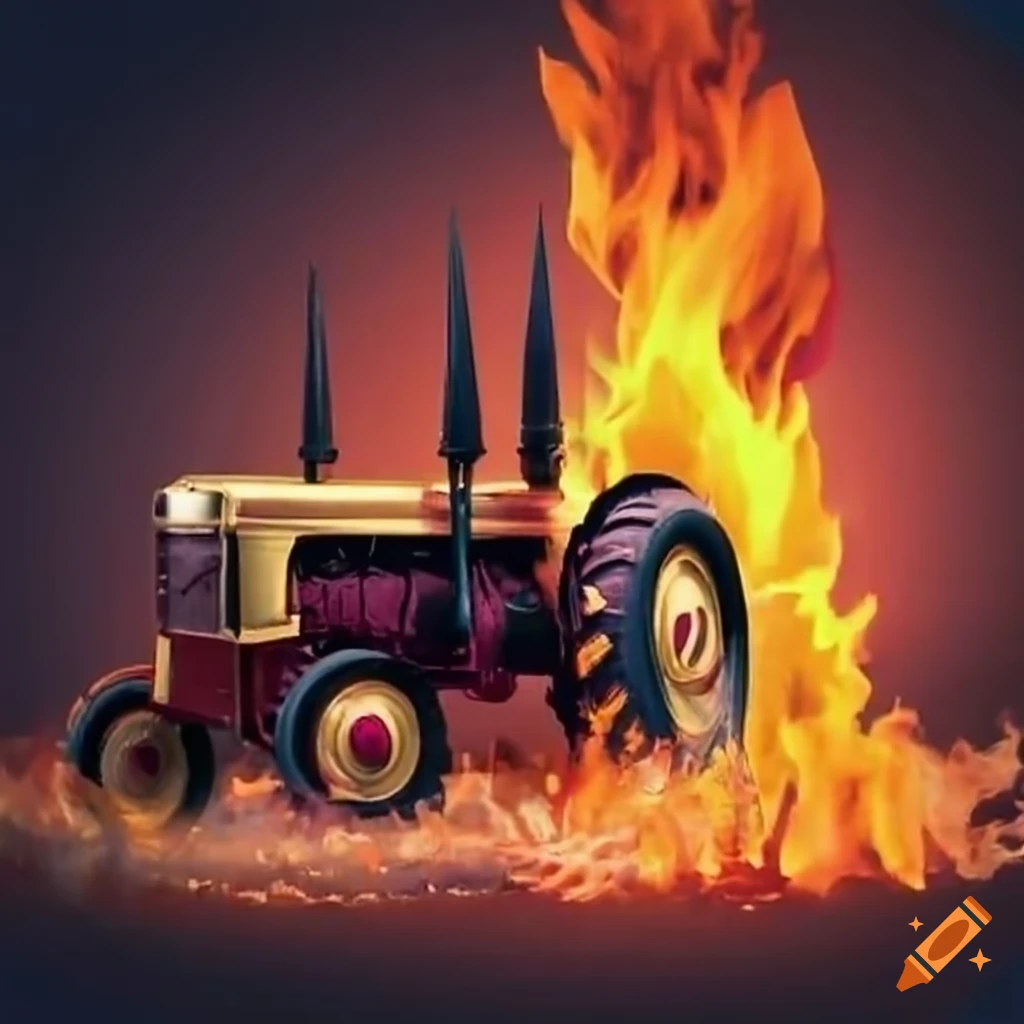 Burning tractor on Craiyon