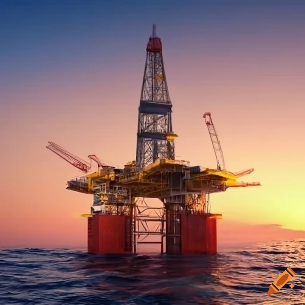 Oil drilling rig on Craiyon