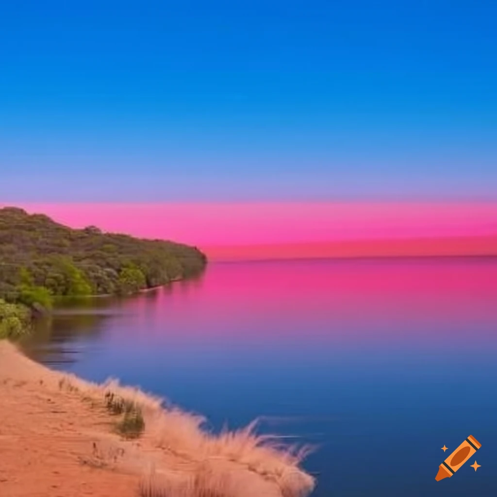 Pink river landscape in australia on Craiyon