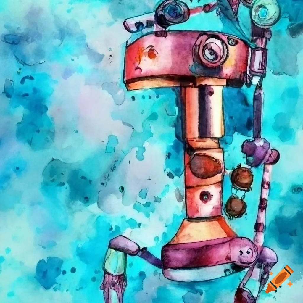 Stem and robotics inspired watercolor background on Craiyon