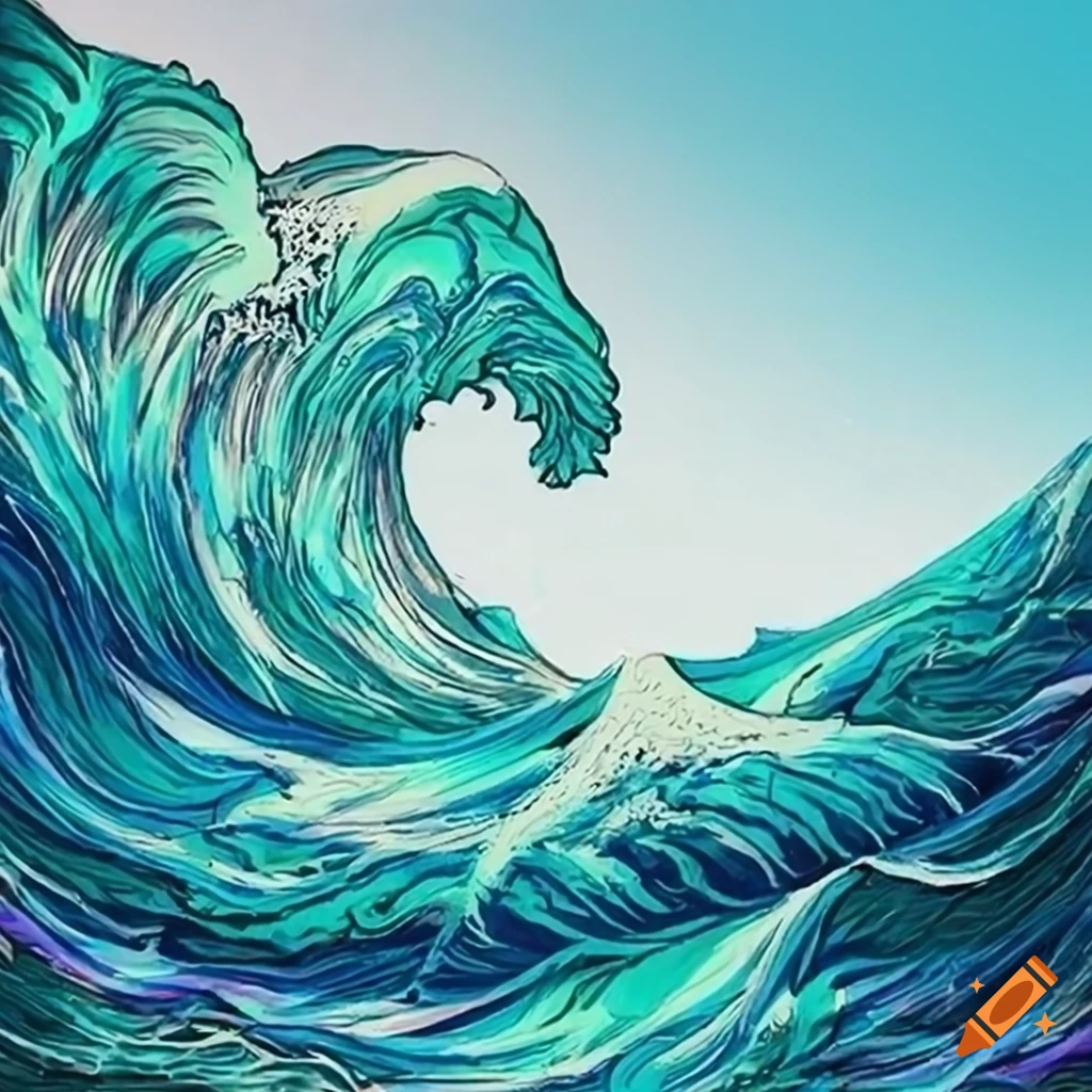 Beautiful wave drawing on Craiyon