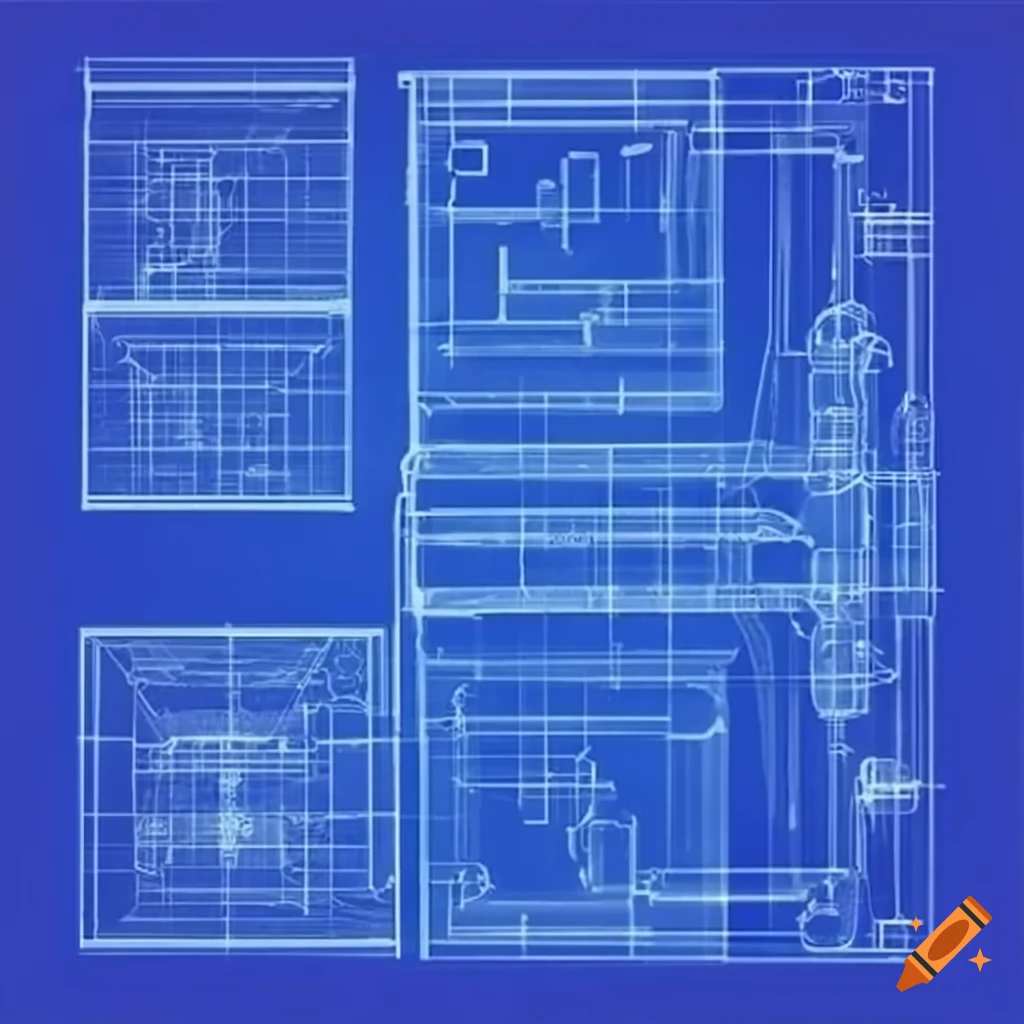 Simple vector blueprint machinery for a project on Craiyon