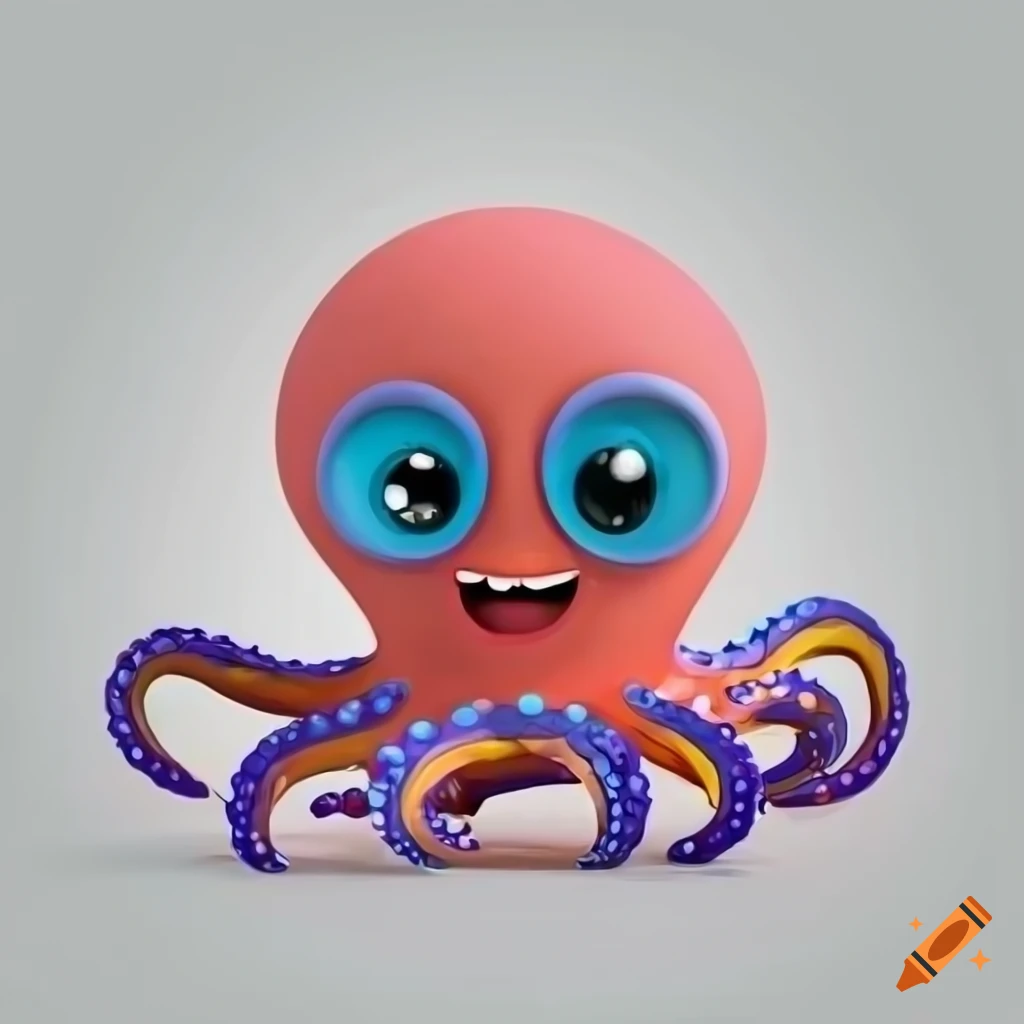 Adorable octopus character with playful expression on white background ...